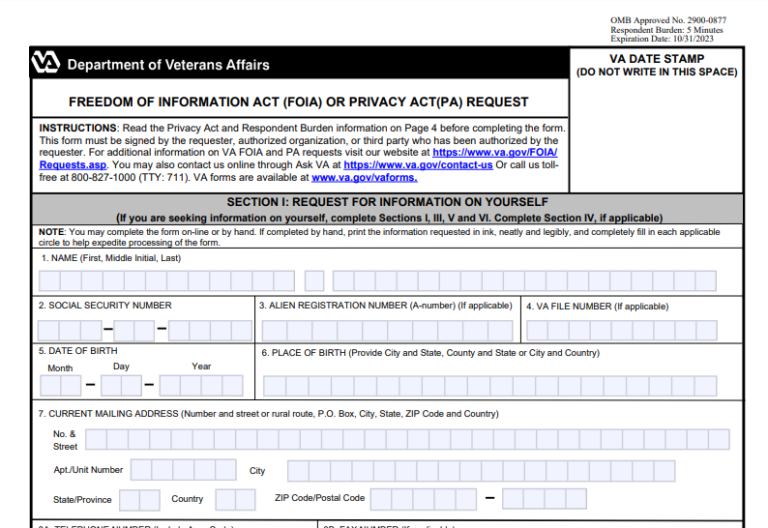 VA Form 20 10206 VA Form