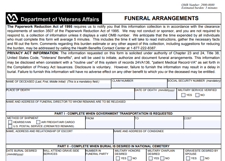 Vha 10 2623 VA Form