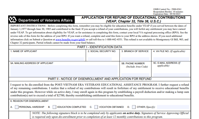 Veterans Education Assistance Program | VA Form